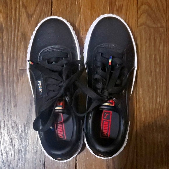 Puma | Shoes | Black Puma Sneakers With Colorful Puma Logo Size 8 A ...